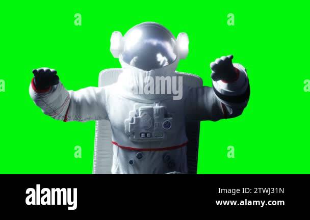 Astronaut levitation in space. Green screen. Realistic 4k animation ...