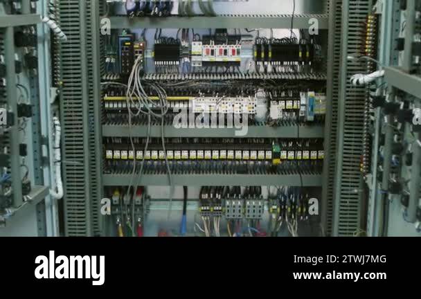 Wires in a box of distribution of an electricity. Clip. Electrical ...