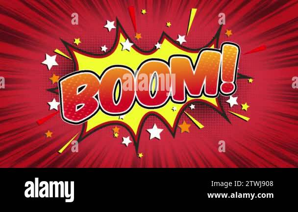 Boom Word Retro Cartoon Comic Bubbles Popup Style Expressions Colored ...
