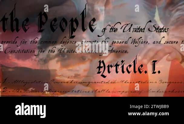 Digital animation of written constitution of the United States moving ...