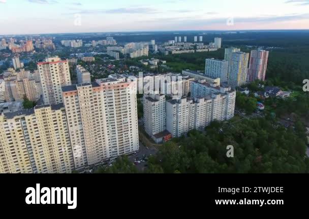 Kiev, Ukraine - April 27, 2018:An impressive bird`s eye view of tall ...