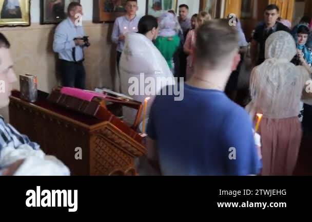 Kiev, April 29, 2018, Ukraine: A priest in the church performs the rite ...