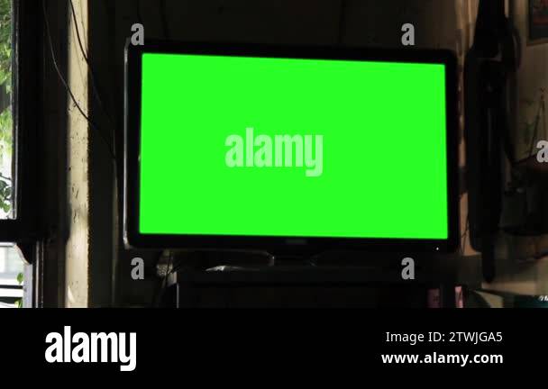 Green Screen Television in a Bar. Ready to replace green screen with ...