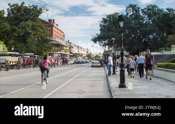 Visiting Tourists Walking on Decatur Street in the French Quarter of ...