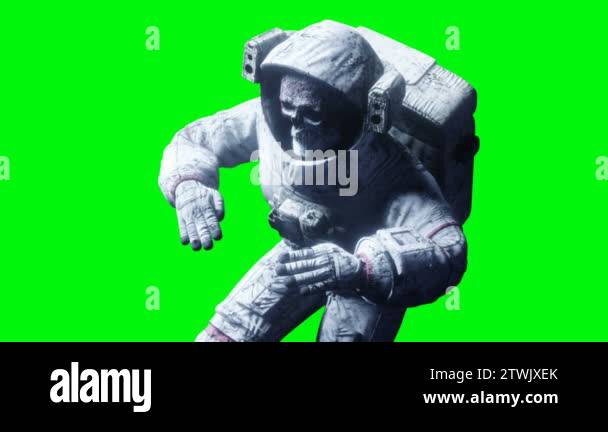 Dead zombie astronaut in space. Cadaver. Green screen. Realistic 4k ...