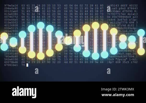 DNA spiral shape molecule decoding on lcd screen seamless loop ...