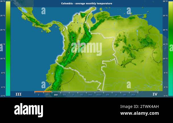 Average temperature by month in the Colombia area with animated legend ...