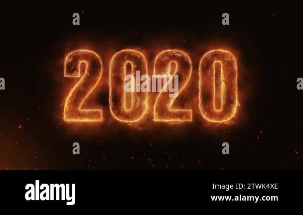 2020 Word Hot Burning on Realistic Fire Flames Sparks And Smoke ...