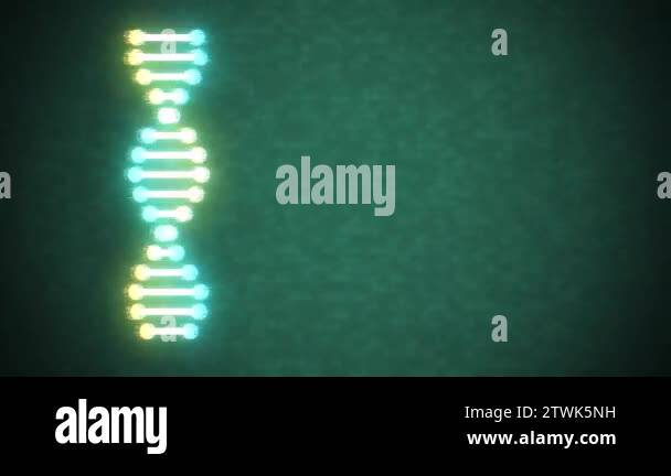 glitched shiny DNA spiral molecule rotating on noisy screen seamless ...
