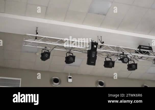 Stage lighting is fixed on the ceiling to illuminate objects, light ...