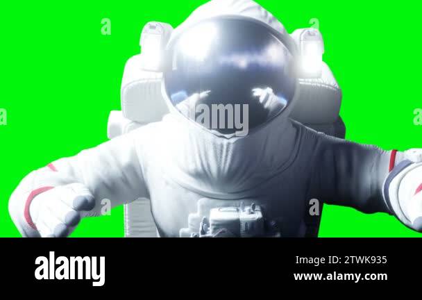 Astronaut levitation in space. Green screen. Realistic 4k animation ...