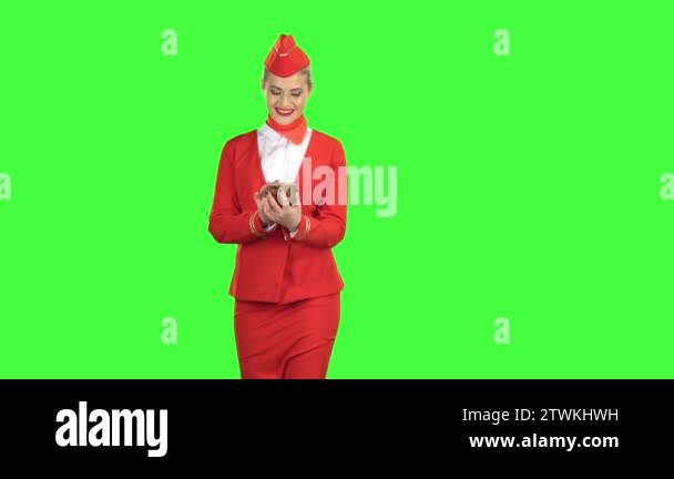 Woman steps with the phone and writes a message . Green screen Stock ...