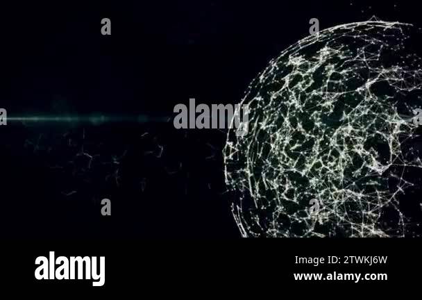 3d rendering abstract globe with particles and plexus structure ...