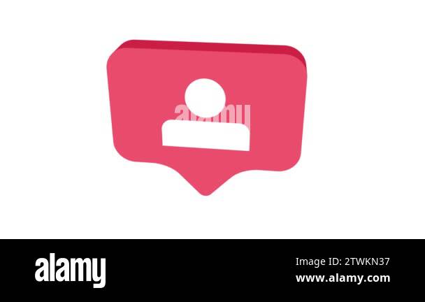 4k Rotating Comment and Follower isometric pink icon, 3d animation on a ...