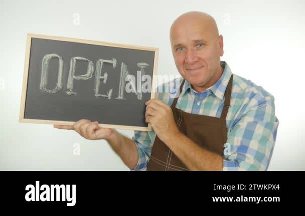 Slow Motion Happy Man Blinking and Smiling Make One Eye Sign Store Is ...