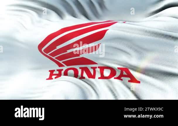 HONDA MOTORS flag waving on sun. Seamless loop with highly detailed ...