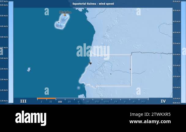 Wind speed by month in the Equatorial Guinea area with animated legend ...