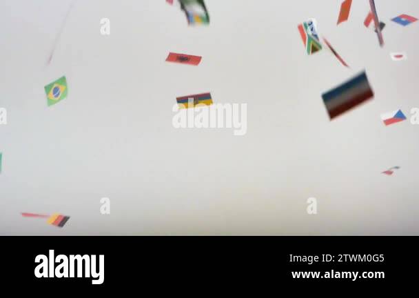 flying international flags of the world on a white background. the ...