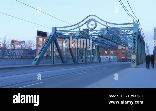 Timelapse of the Queen Street Bridge in Toronto at twilight 4K Stock ...