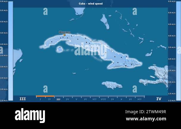 Wind speed by month in the Cuba area with animated legend - English ...