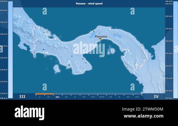 Wind speed by month in the Panama area with animated legend - English ...