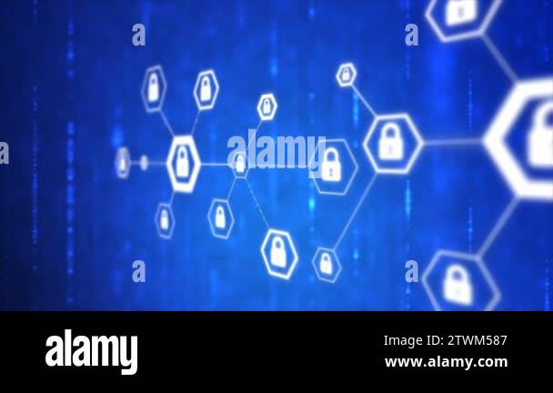 4K Abstract background hexagon shape with lock icon connection metaphor ...