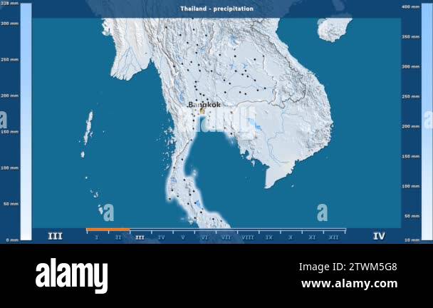 Precipitation by month in the Thailand area with animated legend ...