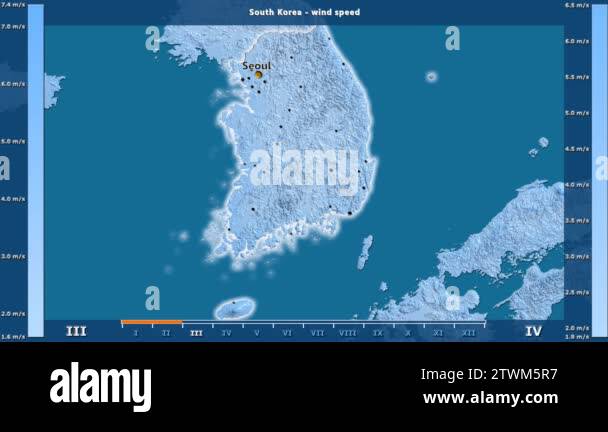 Wind speed by month in the South Korea area with animated legend ...