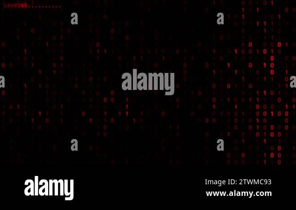 Programming Code Running Down A Old Computer Screen Terminal With Binary Red Background 4k