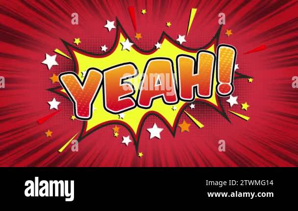 yeah Word Retro Cartoon Comic Bubbles Popup Style Expressions Colored ...