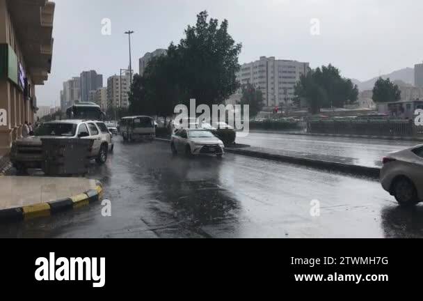 AZIZIYAH, MECCA-CIRCA MAY 2019 : Heavy pouring rain fall at Aziziyah ...