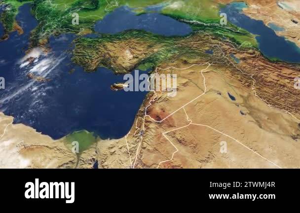 Map of Syria and borders, physical map Middle East, Arabian Peninsula ...