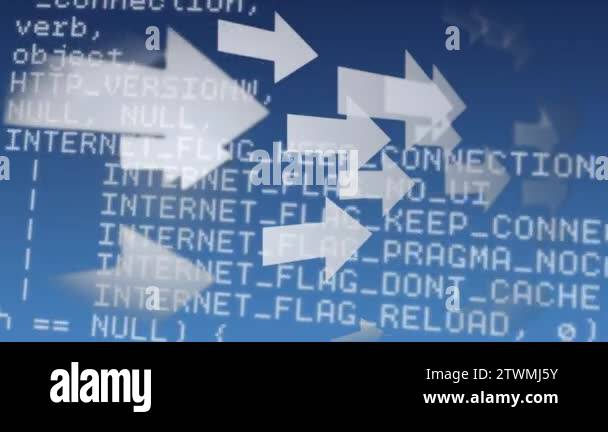 Digital animation of arrow moving across the screen. Behind the arrows ...