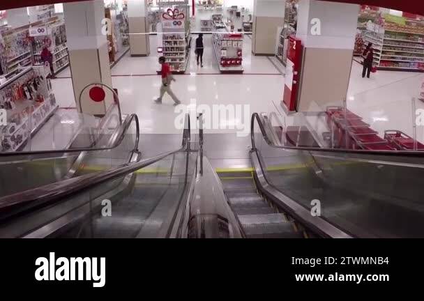 Escalators inside Target store at Metropolis shopping mall Stock Video ...