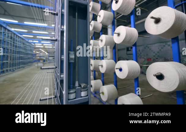 Textile factory equipment. Garment factory unit with unwinding sewing ...