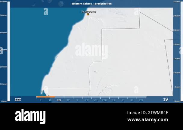 Precipitation by month in the Western Sahara area with animated legend ...