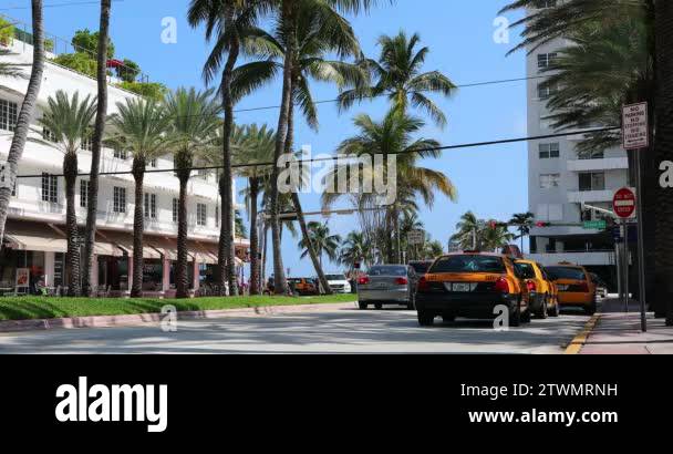 Miami, Florida / USA, February 24, 2019: Black And Yellow Miami Taxi ...