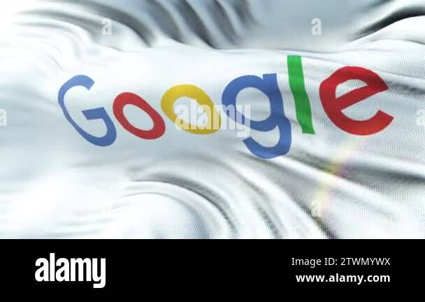 GOOGLE flag waving on sun. Seamless loop with highly detailed fabric ...