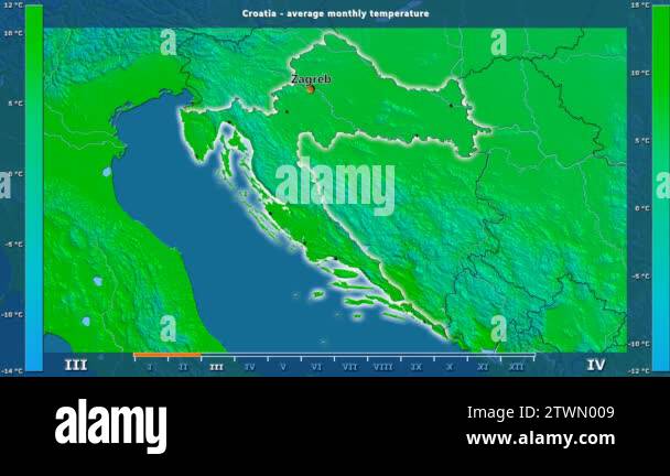 Average temperature by month in the Croatia area with animated legend ...