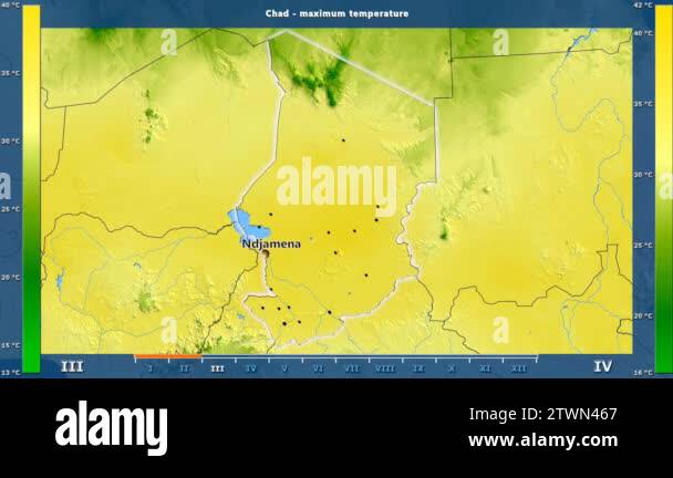 Maximum temperature by month in the Chad area with animated legend ...