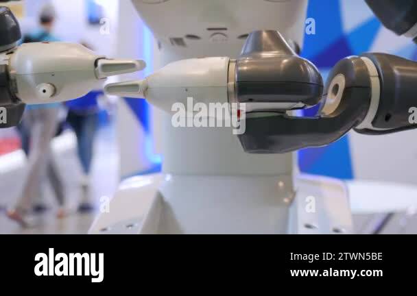 Robot demonstrates its capabilities. Media. Close-up of the robots ...