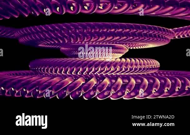 Fluid moving rotating purple metal chain eye circles seamless loop ...