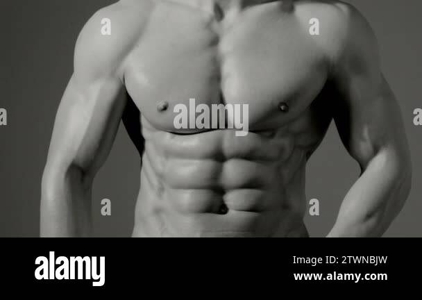 Sportsman, muscles, athlete man, triceps. Athletic caucasian, six pack ...