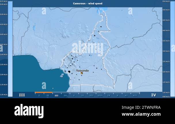 Wind speed by month in the Cameroon area with animated legend - English ...