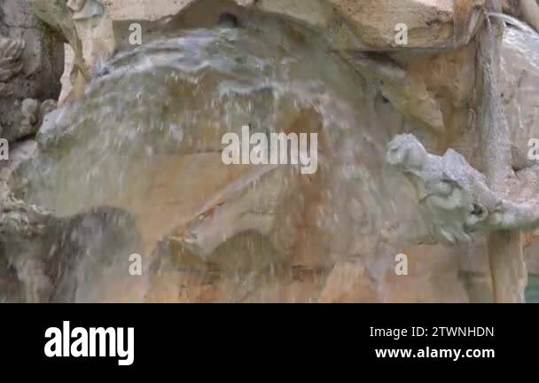 4K Rome, 16 May 2018, piazza Navona, fountain of the Four Rivers ...