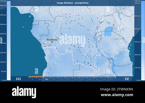 Precipitation by month in the Congo Kinshasa area with animated legend ...