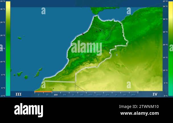 Maximum temperature by month in the Morocco area with animated legend ...