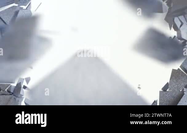 3d rendering, explosion, broken concrete wall, cracked earth, bullet ...