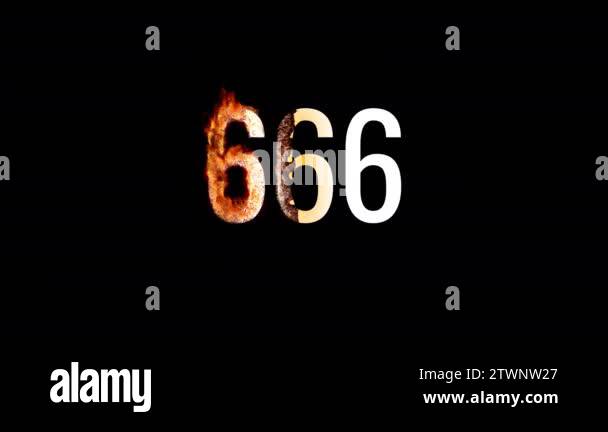 Burning text 666. Animated fire and smoke. Included alpha channel Stock ...