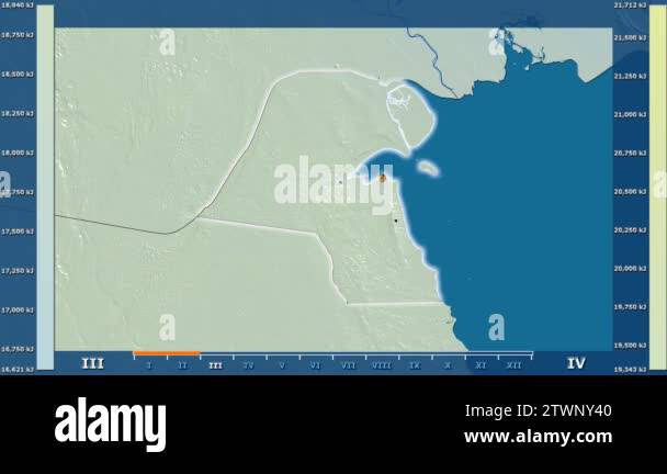 Solar radiation by month in the Kuwait area with animated legend ...